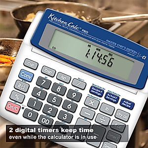 Calculated Industries 8305 KitchenCalc PRO Recipe Conversion and Culinary Math Calculator with 2 Digital Timers for Chefs, Culinary Students, Home Cooks, Bakers, Brewers and BBQers | Recipe Scaling | Menu Planning | Portion Sizing, Small