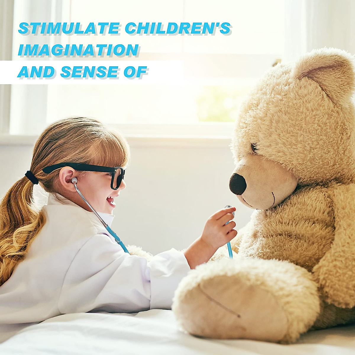 Boyiee 3 Pcs Doctor Costume for Kids Toddler Doctor Lab Coat Halloween Dress Up Doctor Pretend Play Set Stethoscope for Girls Boys(7T)