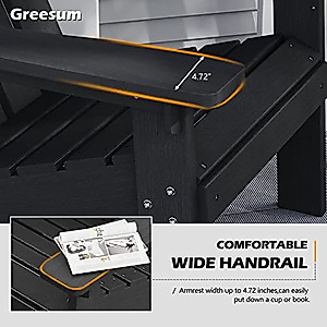 Greesum Outdoor Painted Adirondack Chair for Patio Garden, Backyard Deck, Fire Pit & Lawn, Black