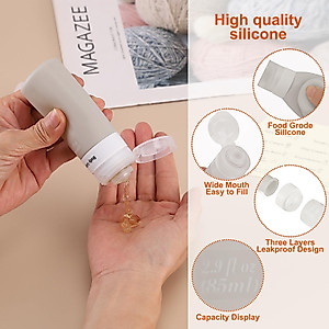 Beveetio Travel Bottles TSA Approved 15 Pack,2.9oz Silicone Refillable Size Containers, BPA Free Travel Tubes Toiletries for Cosmetic Shampoo Cream Conditioner Lotion Soap（2.9 OZ Multicolor）