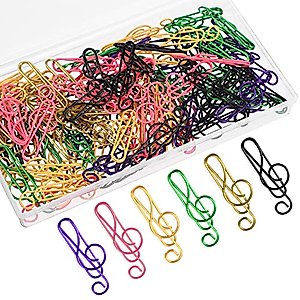 ABOOFAN 100pcs Decorative Paper Clip Small Music Note Bookmark Clips Cute Planner Clips Page Maker Index Flag Clamp Hairpin Barrette for Paper Clip Collectors Random Color