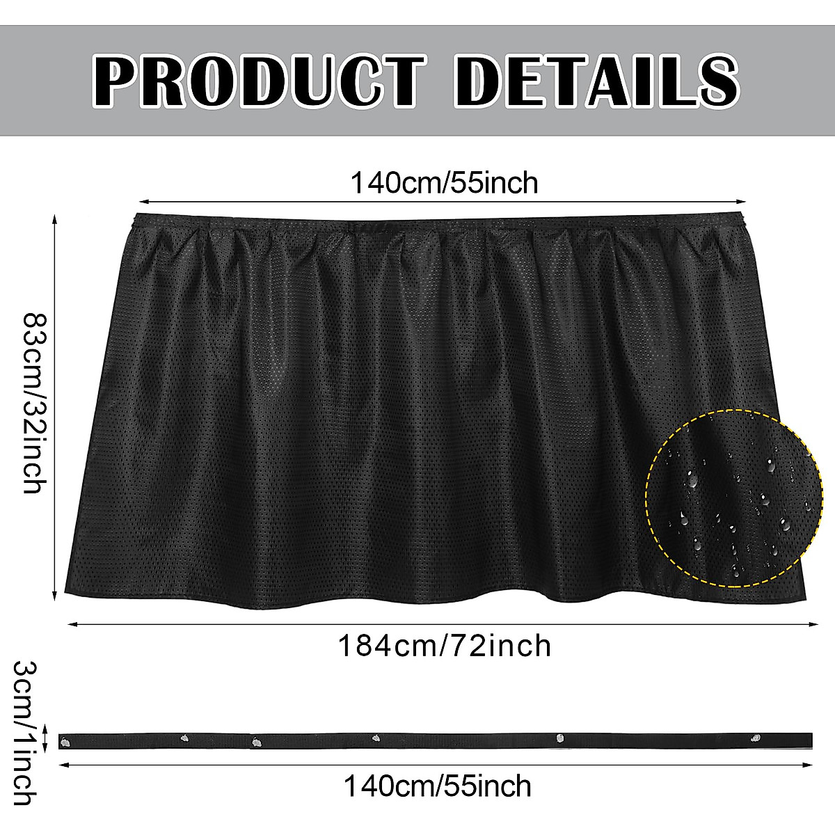 Windkream Fabric Sink Skirt Diamond Bathroom Stitch Black Self Stick Adhesive Waterproof Fabric Under Sink Curtain Skirt 55 x 32 Inch Sinks Adds Bathroom Storage