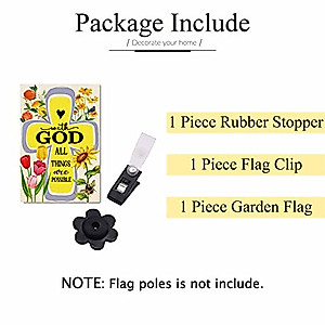 ORTIGIA Spring Easter Garden Flag 12x18Inch With God All Things are Possible Burlap Vertical Double Sided Summer Bee Sunflowers Yard Flag Easter Tulips Seasonal Farmhouse Outdoor Flag