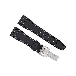 Ewatchparts 23MM LEATHER WATCH STRAP BAND COMPATIBLE WITH IWC PORTUGUESE PILOT AQUATIMER CLASP BLACK WS