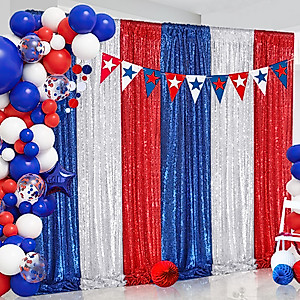 Red Sequin Backdrop 4 Panels 2FTx8FT Christmas Party Backdrop Curtains Photo Background Drapes Glitter Birthday Bridal Backdrop Drapes