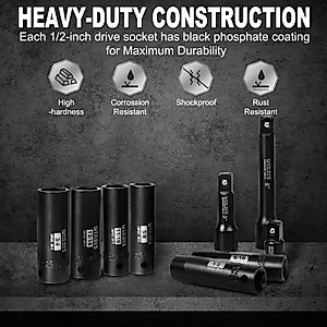 WIILDIS 1/4" Drive Impact Socket Set, 54-Piece, 6-Point, SAE/Metric, 5/32 Inch - 9/16 Inch, 4mm - 15mm, Standard/Deep,CR-V, Heavy Duty Storage Case for Household, Automotive Repair & DIY Project