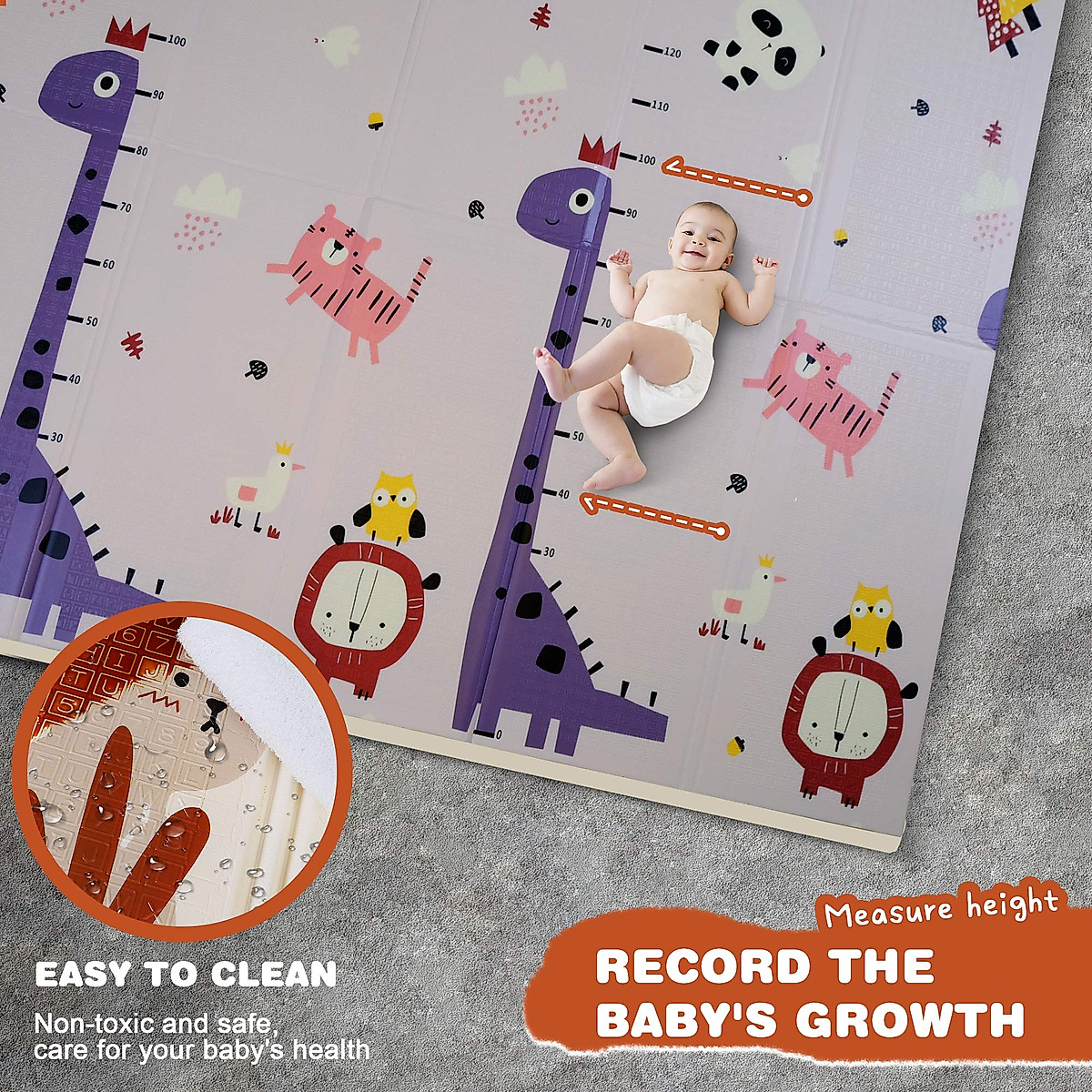 Extra Large Thick Crawling Playmats, Baby Play Mat, Foam Play Mat for Baby Floor Play, Waterproof Foldable Baby Crawling Mat, Soft Thick Baby Mat, 77.5x69.6x0.39''