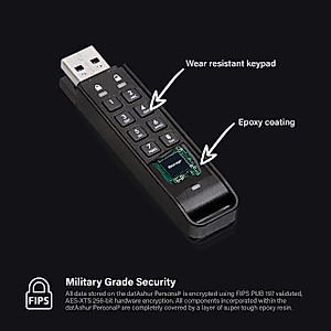 iStorage datAshur Personal2 8 GB | Secure Flash Drive | Password Protected | Portable | Military Grade Hardware Encryption