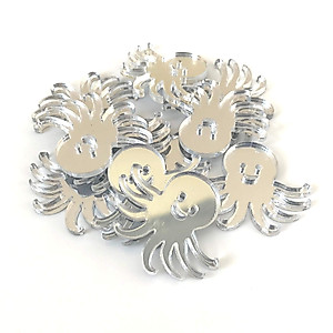 Super Cool Creations Octopus Shaped Crafting Mirrors, Set of 10, Many Colours, Shatterproof Acrylic, Bright Green, Pack of 10 x 4cm