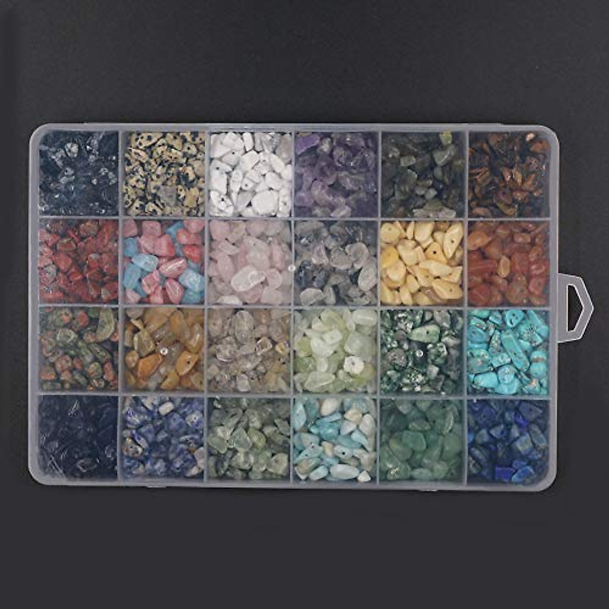 Civilipi 24 Color Gemstone Beads Natural Stones Chip Bead Irregular Shaped Bead Crystal Quartz Stone for DIY Earring Bracelet Necklace Making for Gift