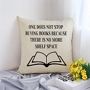 Sazuwu Book Lovers Gift for Women Pillowcase Reading Lovers Gift Librarian Gifts Throw Pillow Case Motivational Sign Cotton Linen Home Decorative Pillow Cover Inspirational Cushion Cover