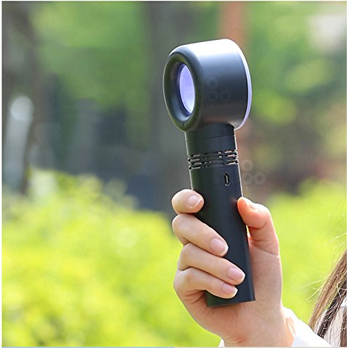 LZLRUN Protable Handheld Cooling Bladeless Fan USB Mini Fan Desktop Bladeless Fan Rechargeable Quiet 3 Gear (Black)