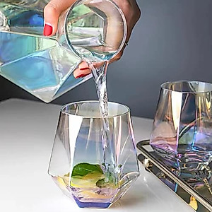 Nuxaoisgel Stemless Wine Glass Set Of 12,Iridescent Glassware For Gift,Modern Rainbow Wine Glass For Serving White Wine, Red Wine, Cocktail, Whiskey, Bourbon, Cool Water CUKBLESS(10 Oz)