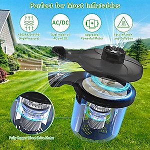 Electric Air Pump, AGPtEK Portable Quick-Fill Air Pump with 3 Nozzles, 110V AC/12V DC, Perfect Inflator/Deflator Pumps for Outdoor Camping, Inflatable Cushions, Air Mattress Beds, Boats, Swimming Ring