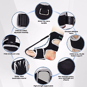Plantarelief Plantar Fasciitis Night Splint: Upgraded Plantar Fasciitis Relief Brace with Arch Support Women Men - Treatment for Plantar Fasciitis, Achilles Tendonitis, Foot Drop and Heel Pain - Black