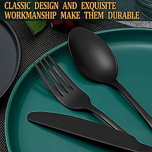 20 Piece Matte Black Silverware Set Service for 4,Stainless Steel Flatware Set,Kitchen Tableware Set,Cutlery Set for Home and Restaurant,Include Knife Fork Spoon Set,Satin Finish,Dishwasher Safe