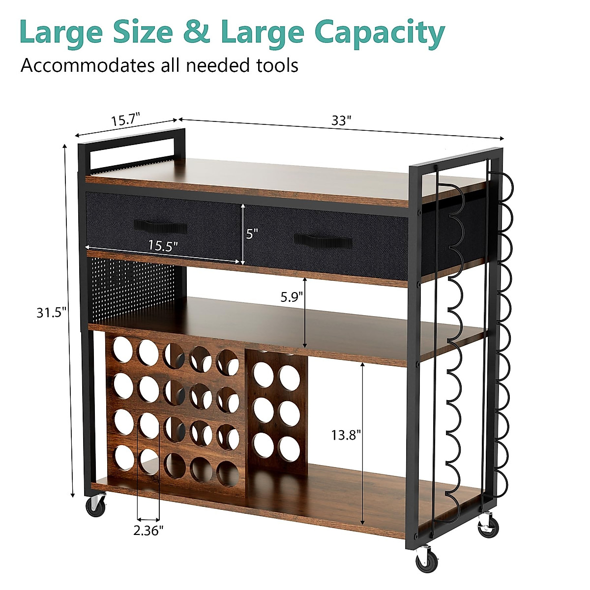 ousamili Organizers and Storage Craft Table Compatible with Cricut Machines, Multi-Functional Large Sturdy Storage Cart with Vinyl Roll Holder, Fantastic Storage for Craft Machines Organization