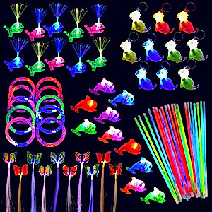 S SWIRLLINE 125 PCS Light Up Party Favors for Kids Prizes - Glow in The Dark Bulk Toys Pinata Fillers - Christmas Stocking Stuffers and Glow Party Supplies