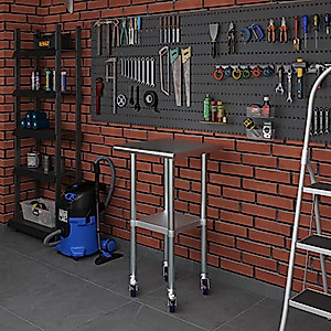 AmGood Stainless Steel Work Table with Casters | Work Station | Metal Utility Table On Wheels (Stainless Steel Work Table + Casters, 20" Long x 20" Deep)