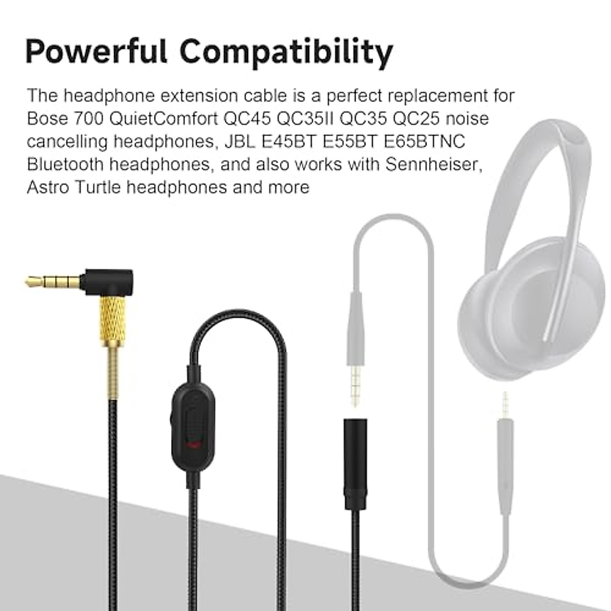 Headphone Extension Cable, 3.5mm Male to Female Stereo Audio Cable Lossless Audio Sound Premium Audio Cord Extension Cable Gold Plated Jack with Mute & Volume Controls