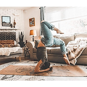 Shakti Warrior Akasa cork yoga mat - Artist Designed, Premium eco friendly mats, Non Slip, Non toxic, Great For Regular & Hot Yoga, Pilates and Workouts (72 inch x 24 inch x 3mm thick)