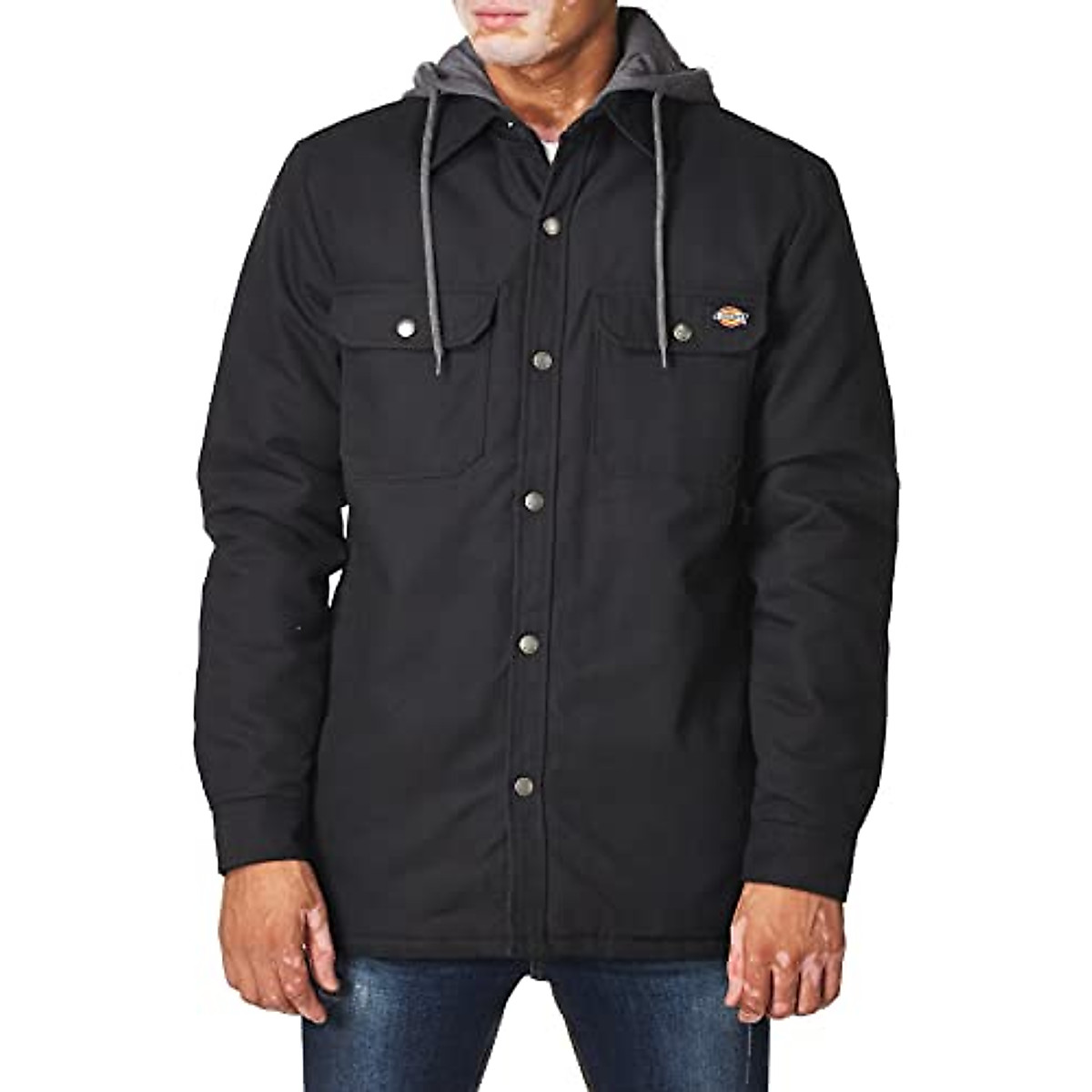 Dickies mens Fleece Hooded Duck Shirt Jacket With Hydroshield Work Utility Outerwear, Black, XX-Large US