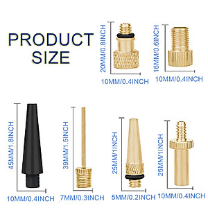 Bicycle Presta and Schrader Valve Adapter - 15 Pcs Bike Brass DV AV SV Tire Valve Inflator Adapters Set,Ball Pump Needle Inflation Devices & Accessories for Bike Tire Air Compressor