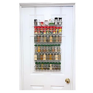 Evelots Over the Door Pantry Spice Rack Organizer -6 Tier -Holds up to 54 Spices- Adjustable Metal Baskets for Kitchen, Bathroom Storage & Organization (White) No Tool Easy Install