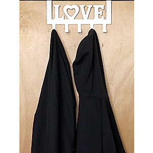 Dependable Industries inc. Essentials Over Door Hanger Heavy-Duty Hook, Hanging Clothes Coat Bag Robe Keys Towel Bathroom Closet Back of Door Hanger Sturdy 5 Hooks Love