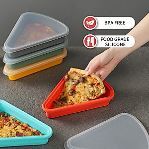 KEVJES 5Pack Reusable Silicone Leftover Pizza Slice Storage Container Box with Air-tight Lids-BPA Free,Fits Single Slice up to 16”,Save Space,Refrigerator organizer. (Space Grey)