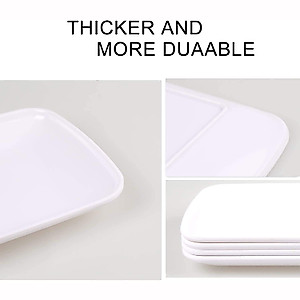 HOMEREFROM 8-Pcs 9.5-inch Rectangular Melamine Dessert/Salad Dishes, Ultralight Durable Plates for Fruit, Snacks, Appetizer and Light Meals, Rectangular Sushi Plate,Safe for Dishwasher (White)