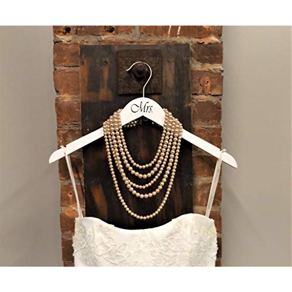 NAHANCO MRSMRS20117 Same Sex, Gay Pride Hanger Set, White Wood Hangers with Black Imprint (Mrs. and Mrs.), 17” (2-Piece Set)