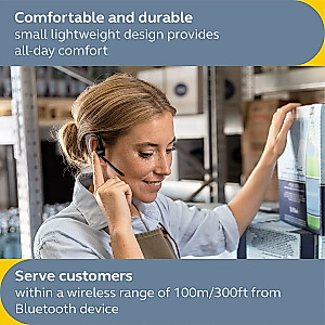 Jabra Perform 45 Ear Hook Mono Bluetooth Headset - Advanced Ultra-Noise-Cancelling Microphone, Push-to-Talk Functionality, Face2Face Mode and Discreet Design - Black