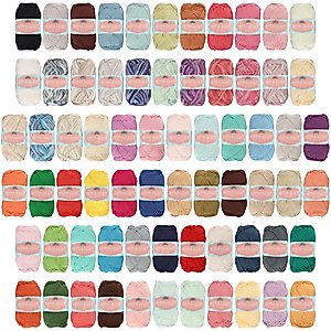 JubileeYarn Cotton Select Yarn - Sport Weight - 50g/Skein - Variety Pack - 12 Skeins