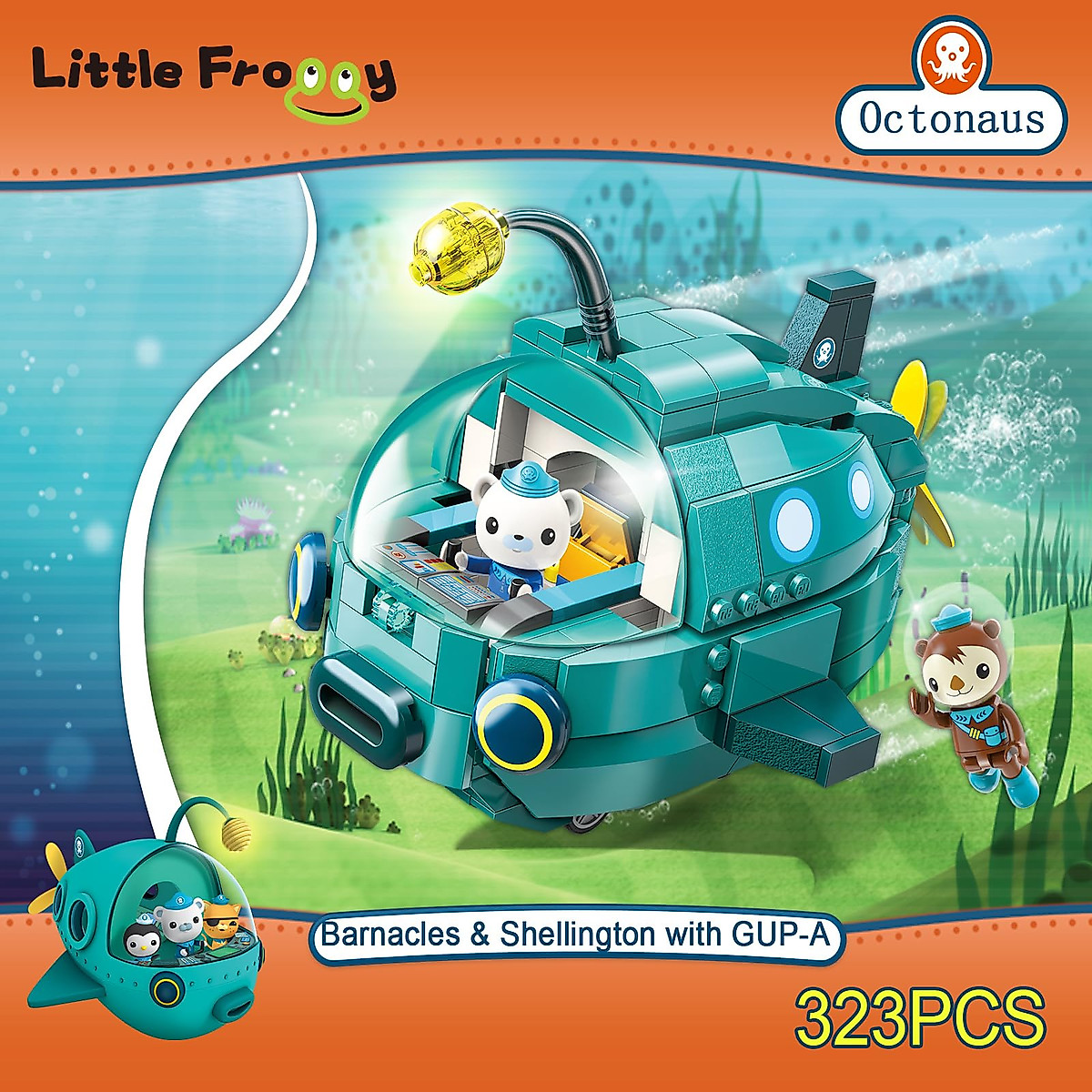 LITTLE FROGGY Building Block Toys The Octonauts GUP-A Vehicle & Figure Creative Playset Compatible with Lego Bricks Ideal Gift for Boys Girls Aged 6+ 323PCS (3703)
