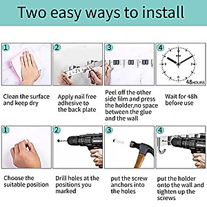 Mop Broom Holder, 4 Hooks and 3 Racks Wall Mount Long Grippers Hanger for Household Easy Storage Clip Racks, No-Slip Utility Hooks Tool Hanger for Home, Bathroom, Kitchen, Garden, Garage