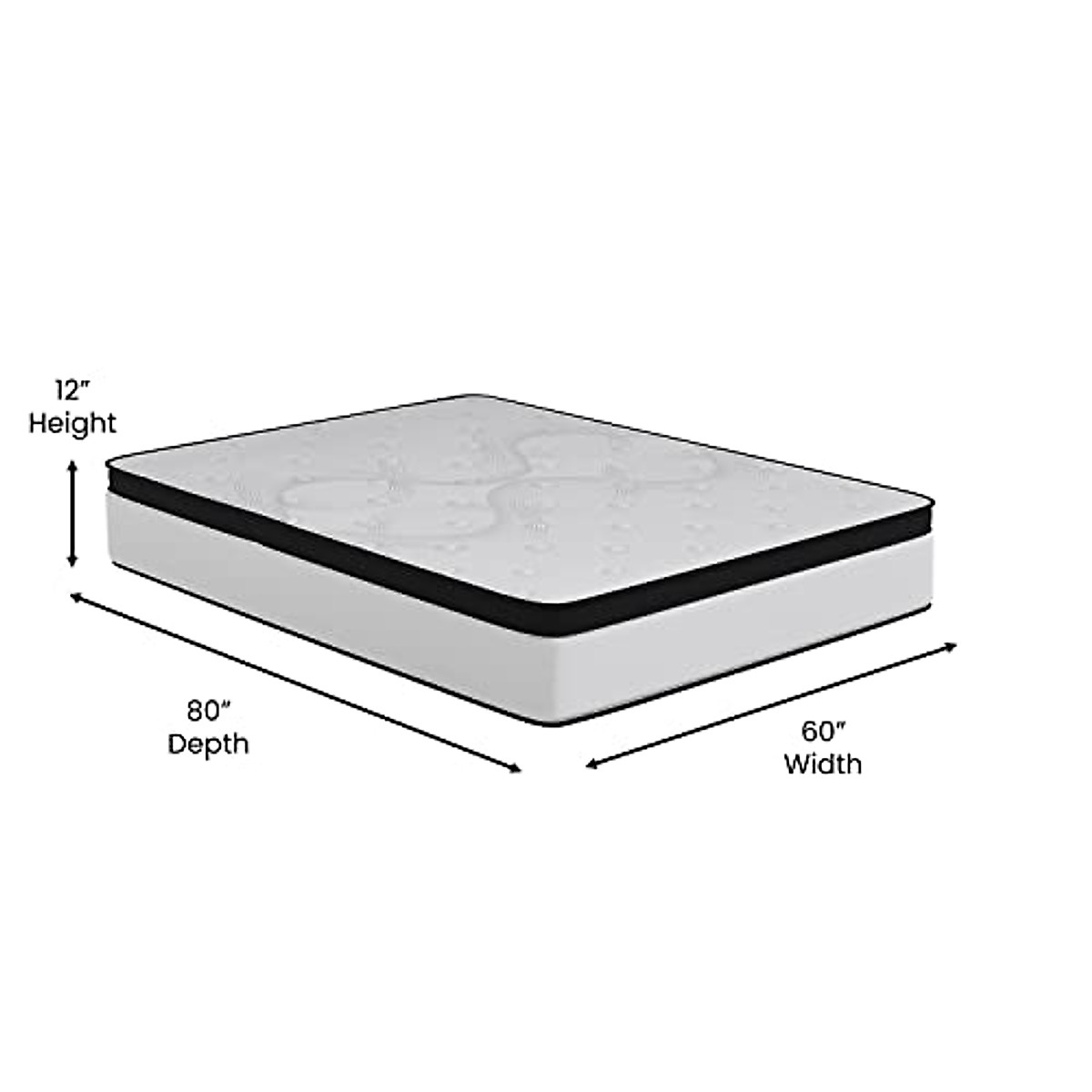 Taylor & Logan Oriana 12" CertiPUR-US Certified Hybrid Pocket Spring Mattress in a Box with an Extra Firm Feel for Durable Support - Queen