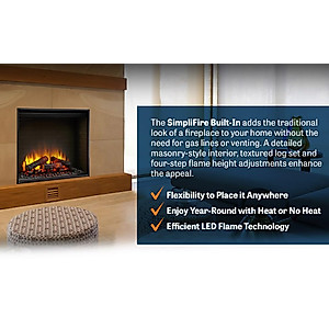 SIMPLIFIRE 36" Built-in Metal Electric Fireplace - Black, SF-BI36-E