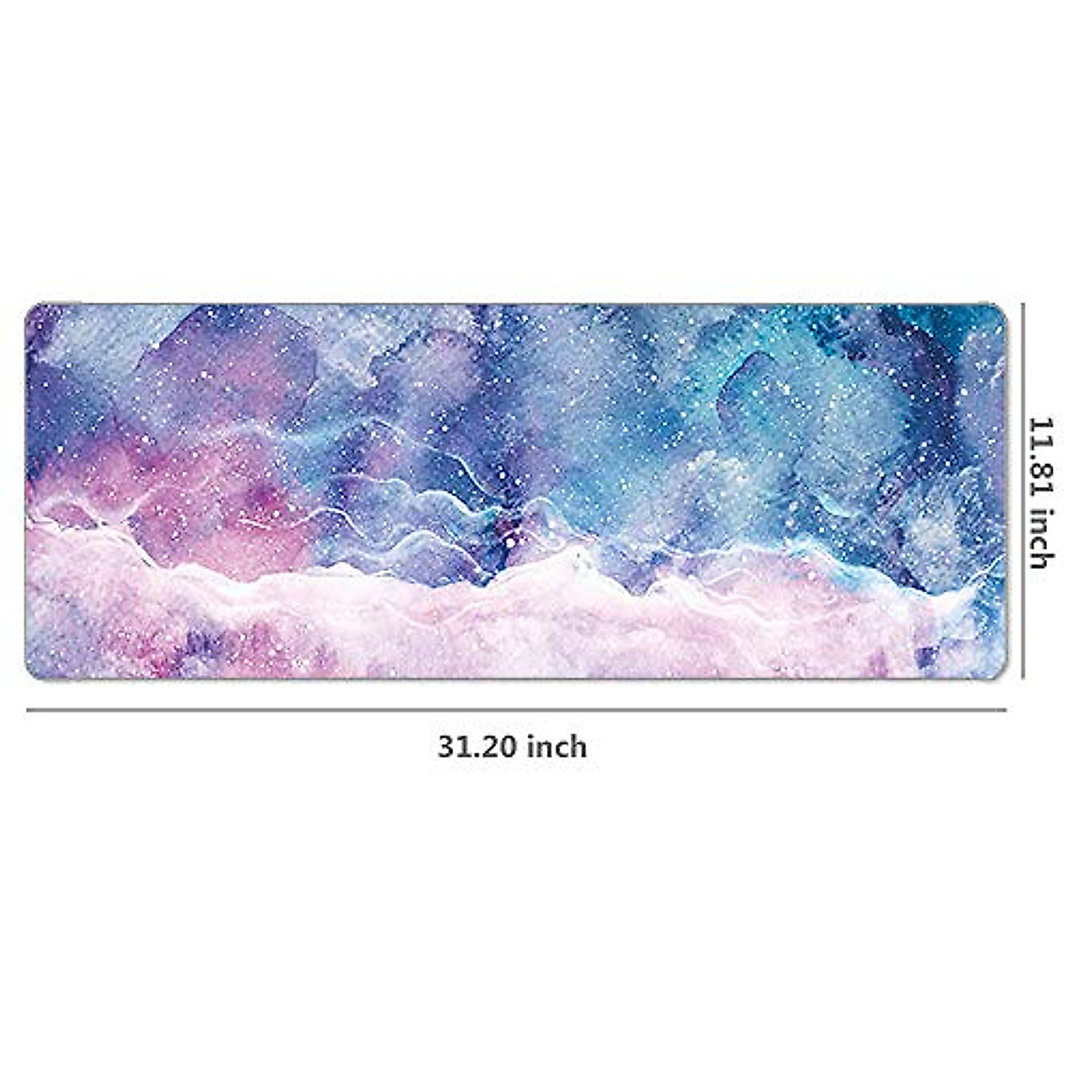 Multifunctional Office Desk Pad, 30.3" x 11" PU Leather Desk Mat, Waterproof Desk Blotter Protector Marble Desk Pad for Office, Home (Starry Sky)