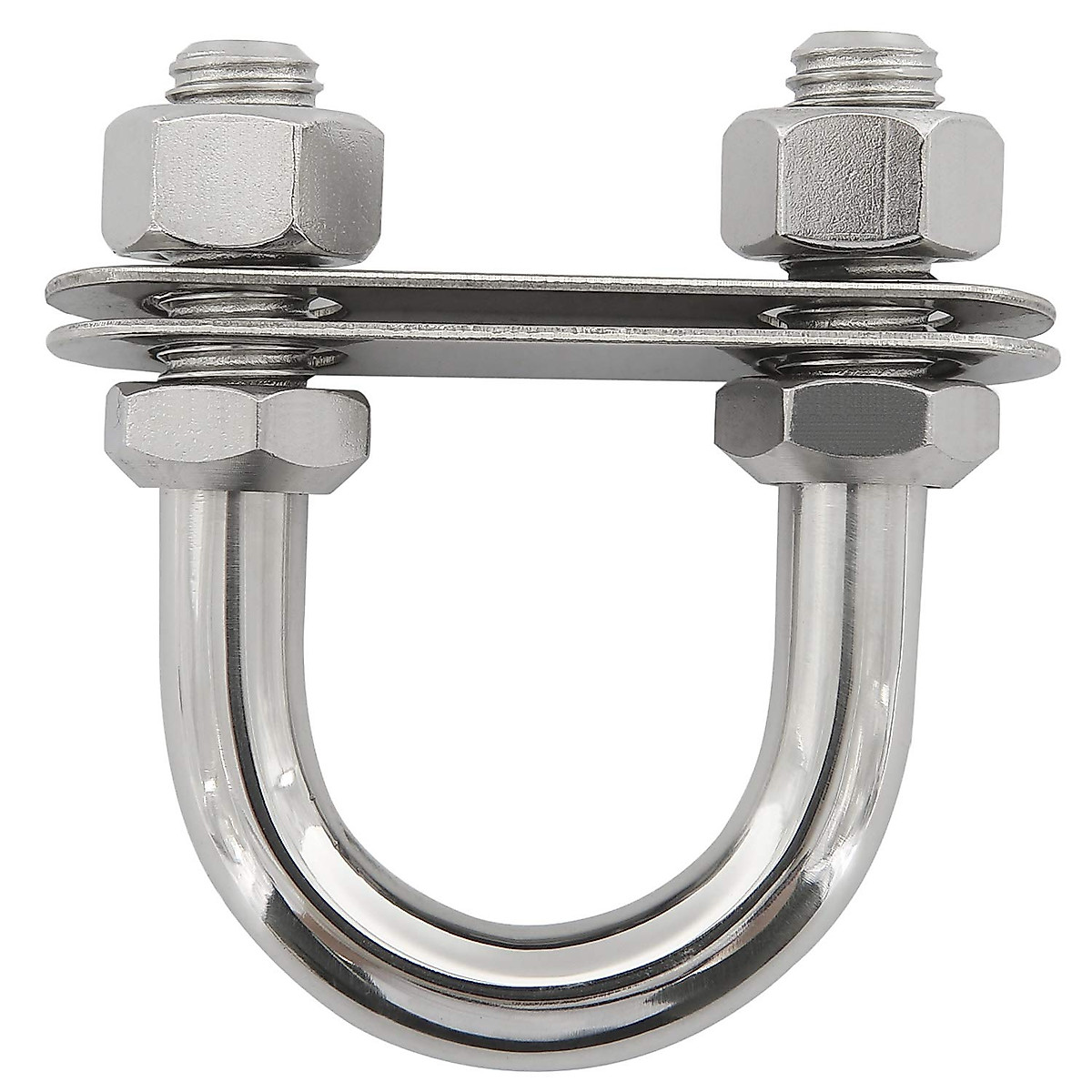 NovelBee 2pcs of Stainless Steel Stern Bow Eye Tie Down U Bolt with Hex Nuts and washers,Stock Dia. 3/7",Thread Length 1-1/4",Overall Length 3"