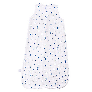 TADO MUSLIN Toddler Sleep Sack for 2-4T Baby, Organic Cotton Wearable Blanket for Boys and Girls 0.5 TOG 2-Way Zipper Soft 4 Layers X-Large Star Moon