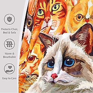 Bilibunny Cat Blanket Cat Gifts for Cat Lovers - All Seasons Sherpa Flannel Fleece Throw Blankets Soft Warm Plush Blanket for Women Girls Couch Sofa Bed Chair Camping & Travel (Kitty, 40"x55")