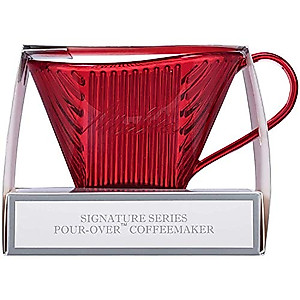 Melitta Signature Series 1 Cup Pour-Over Coffee Brewer, Tritan Red