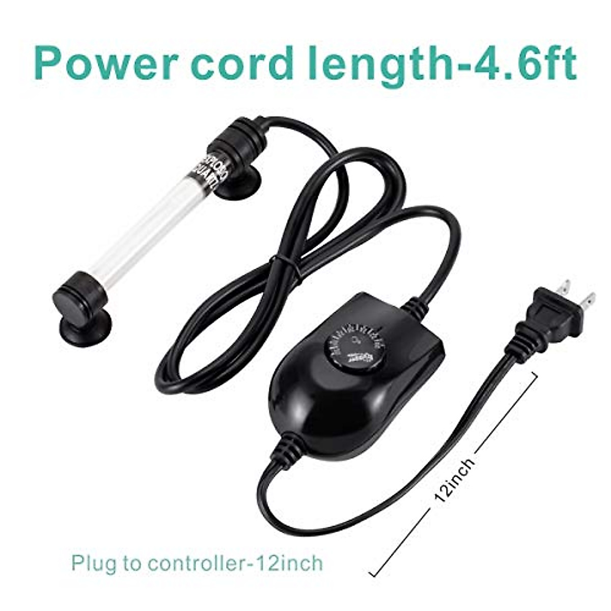 hygger 50W Mini Inline Quartz Glass Aquarium Heater with External Controller, Adjustable Submersible Betta Fish Tank Thermostat for 5-15 Gallon