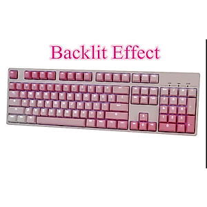104 Keys PBT Gradient Pink Valentine Keycap Backlit Keycaps ANSI OEM Height Key Cap for Cherry MX Mechanical Keyboard Gaming (Pink)