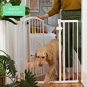 Summer Infant Extra Tall & Wide Safety Pet and Baby Gate, 29.5"-53" Wide, 38" Tall, Pressure or Hardware Mounted, Install on Wall or Banister in Doorway or Stairway, Auto Close Walk-Thru Door - White