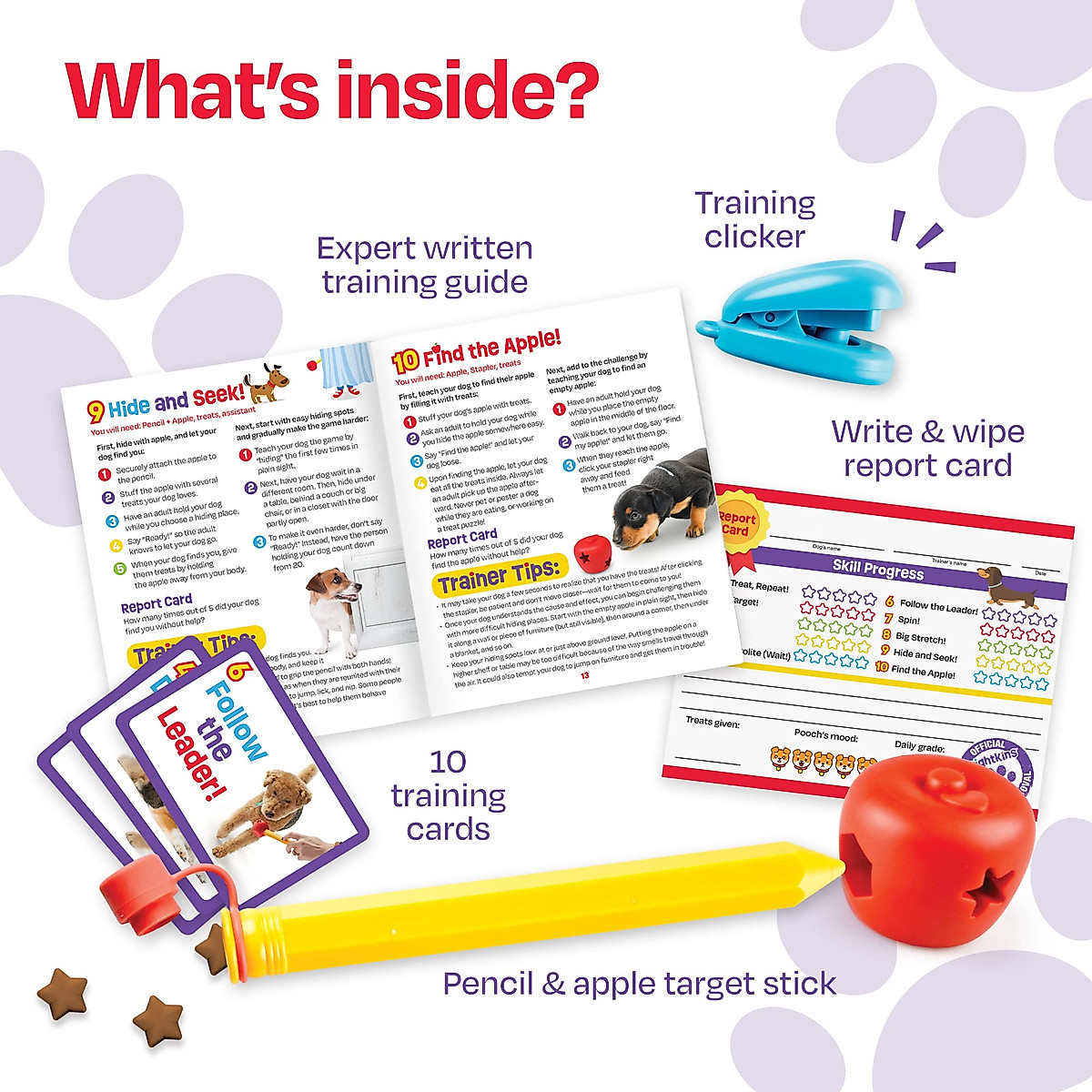 Brightkins Pooch School Training Set - 15 Piece Set Training Games for Dogs, Games and Toys for Dogs