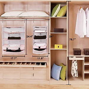 TABITORA Travel Luggage Organizer and Packing Cube Space Saver with Built in Hanging Shelves and Laundry Storage Compartment (Pink L)