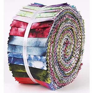 Soimoi 40Pcs Tie Dye Print Cotton Precut Fabrics for Quilting Craft Strips 2.5x42inches Jelly Roll - Multicolor