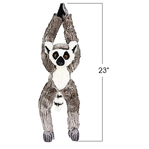 ArtCreativity Hanging Ring Tailed Lemur Plush Toy, 17.5 Inch Stuffed Ring Tailed Lemur with Realistic Design, Soft and Huggable, Cute Nursery Decor, Best Birthday Gift for Boys and Girls
